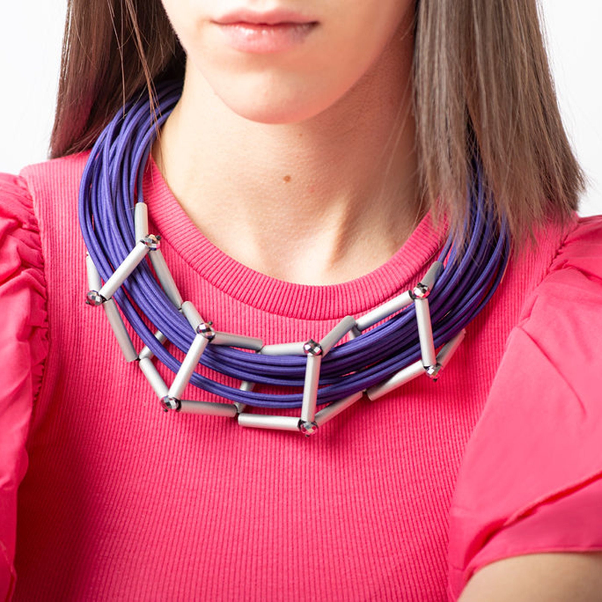 Necklace Aluminium Elastic Cord Beads Minimal Jewelry K2028 - Etsy New ...