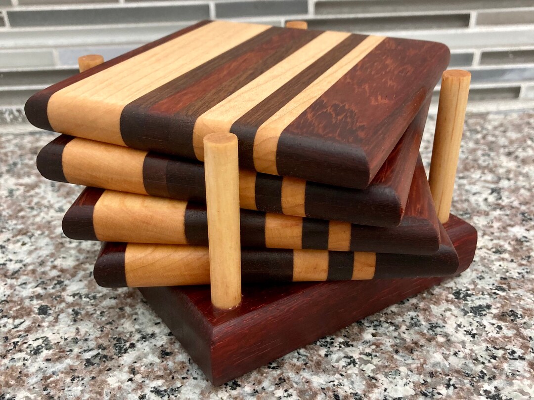 Handcrafted Wooden Coaster Set, Coasters, Drink Holder, Table Decor ...