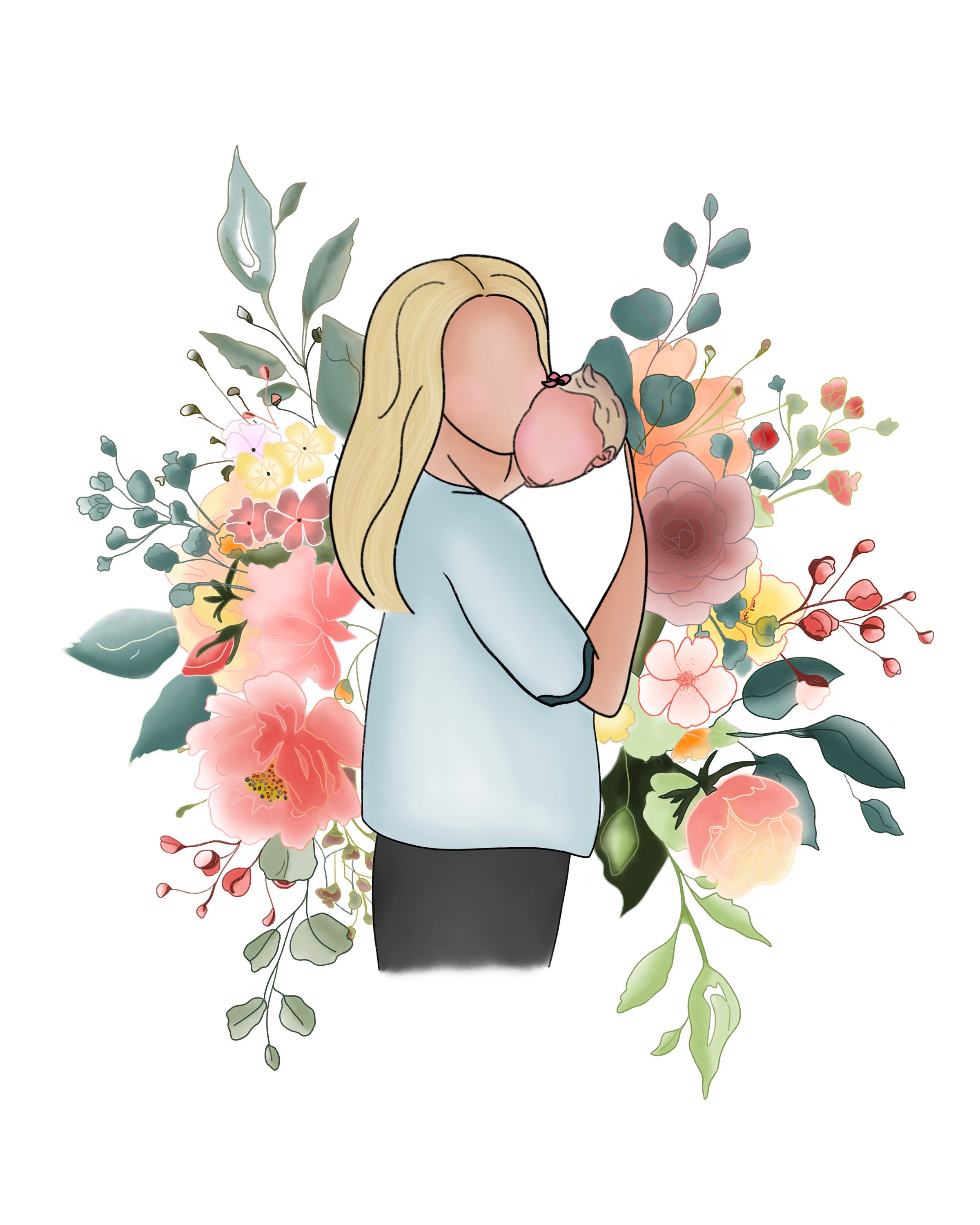 Mother & Baby Watercolor - Etsy