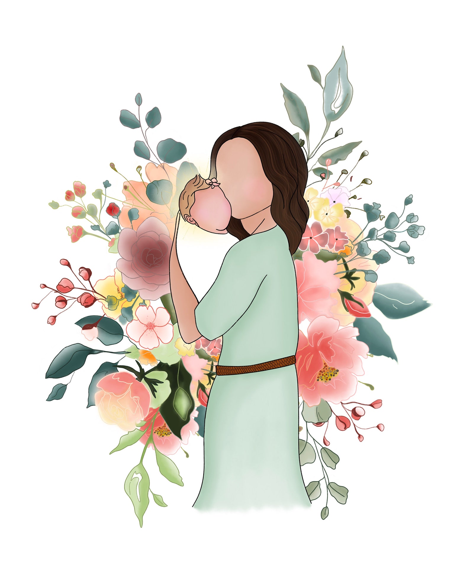 Mother & Baby Watercolor - Etsy