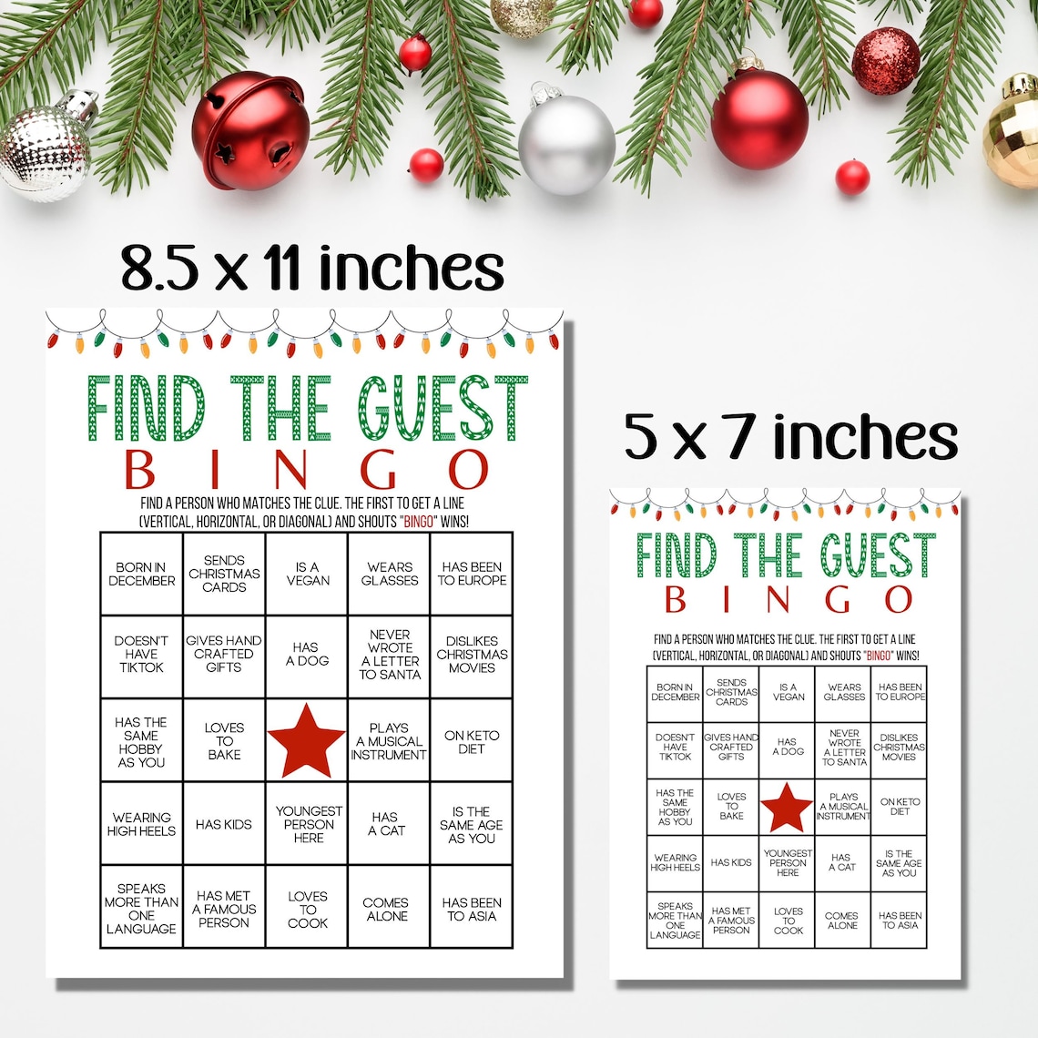 Christmas Human Bingo, Find the Guest Bingo Game, Christmas Party Games ...