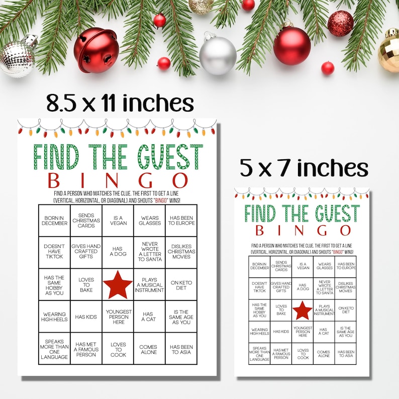 Christmas Human Bingo, Find the Guest Bingo Game, Christmas Party Games ...