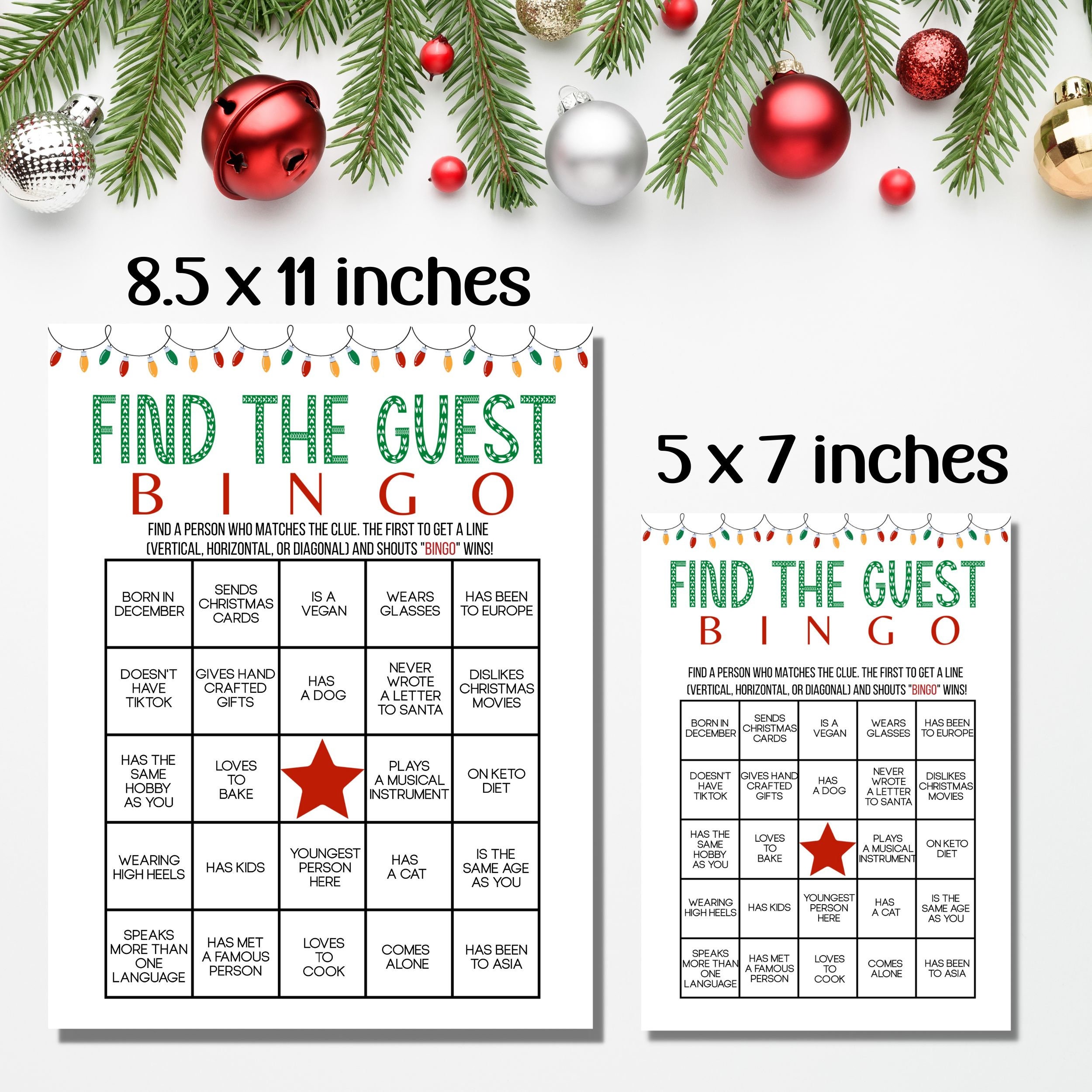 Christmas Human Bingo, Find the Guest Bingo Game, Christmas Party Games ...