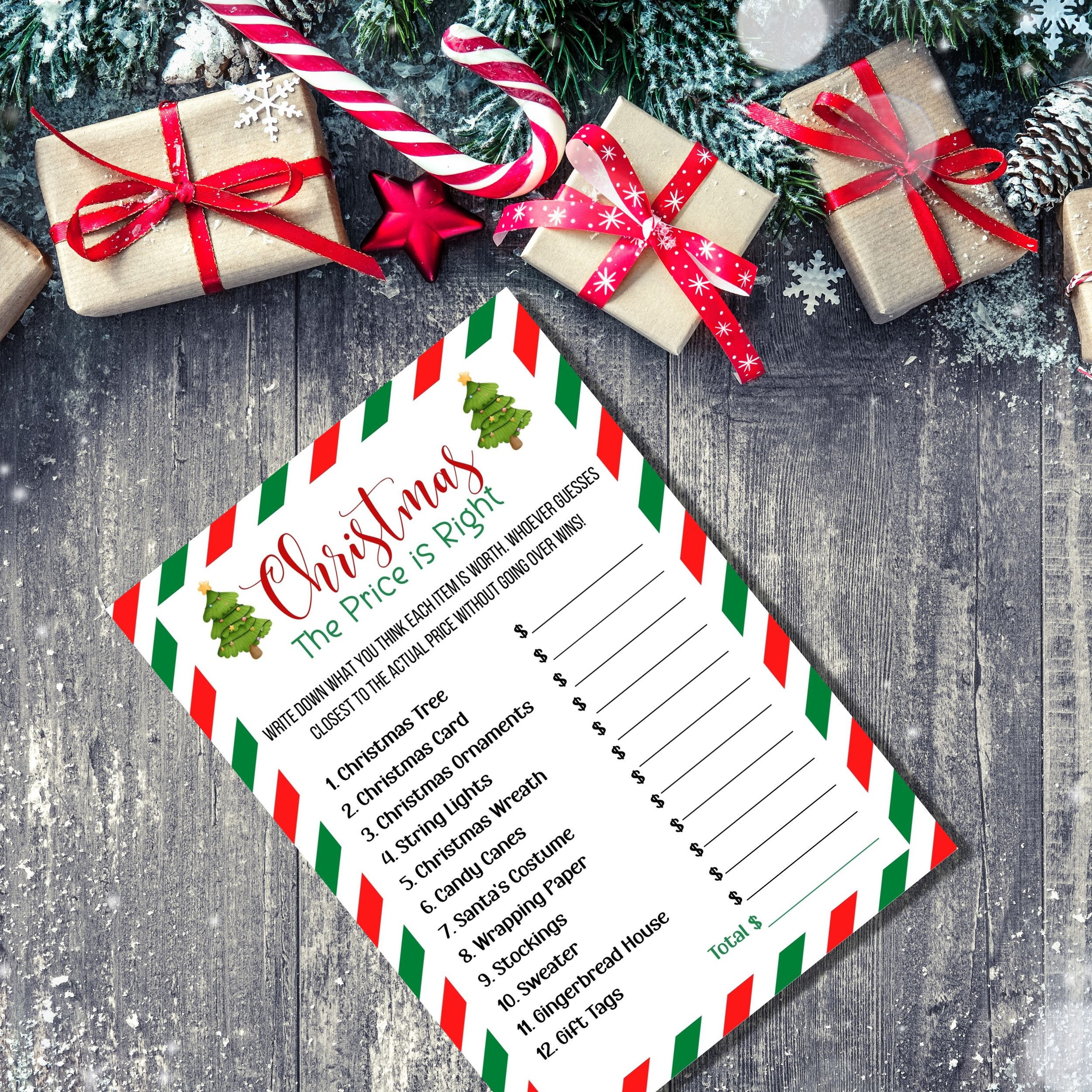 Christmas the Price is Right Game, Christmas Games, Guess the Price ...