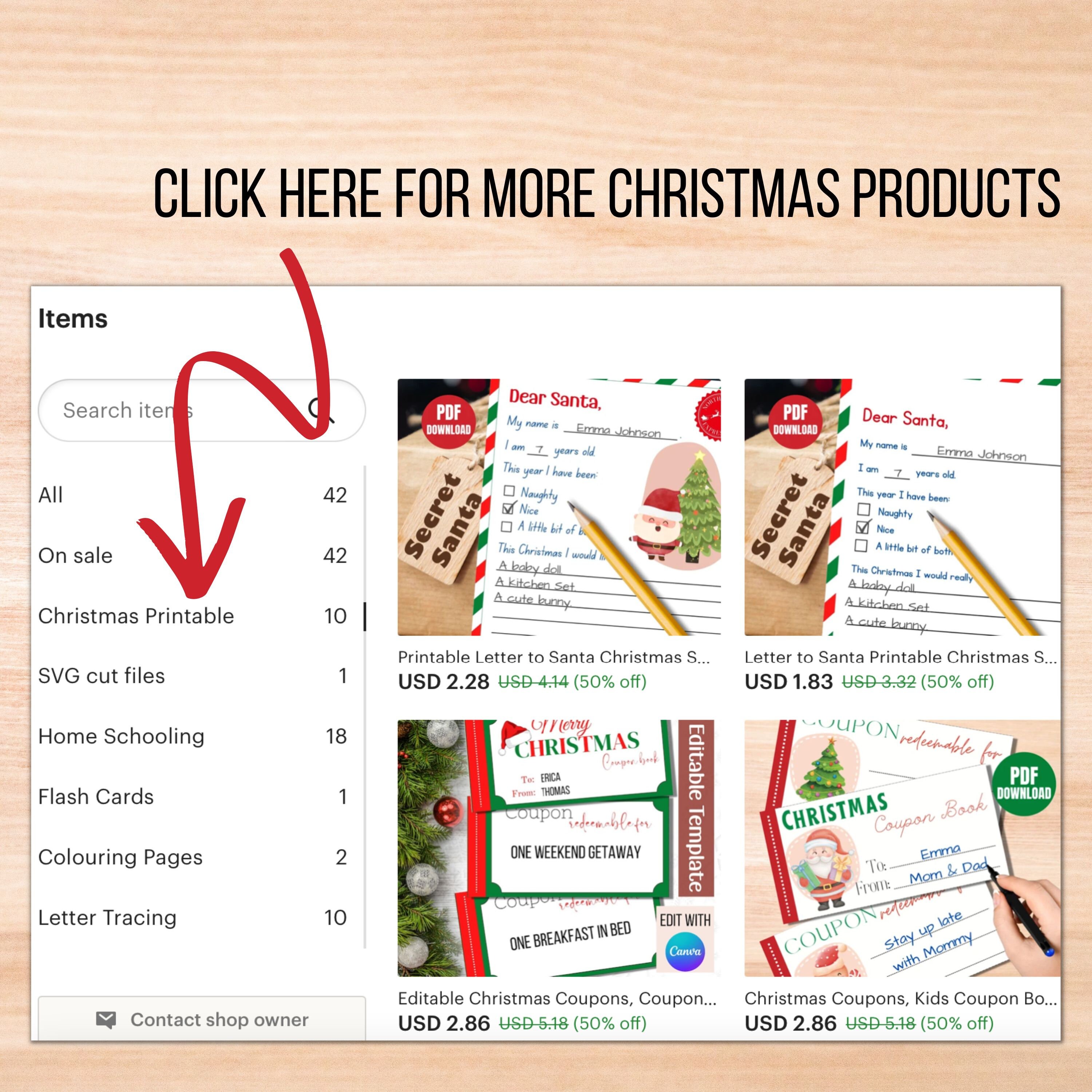 Editable Christmas Coupons, Coupon Book for Kids Christmas Gift for Her ...