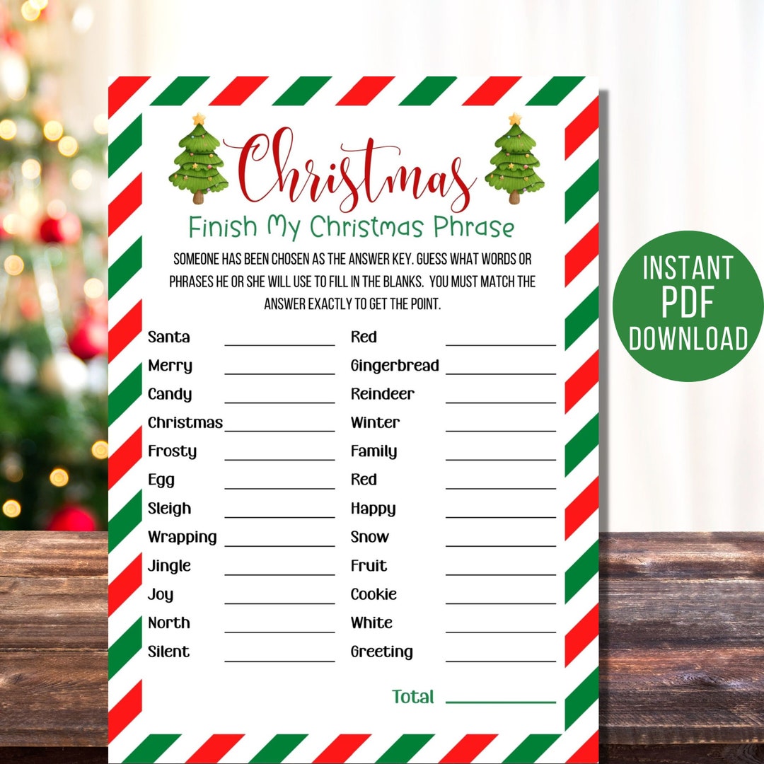 Finish My Christmas Phrase Game, Finish the Christmas Phrase Game ...