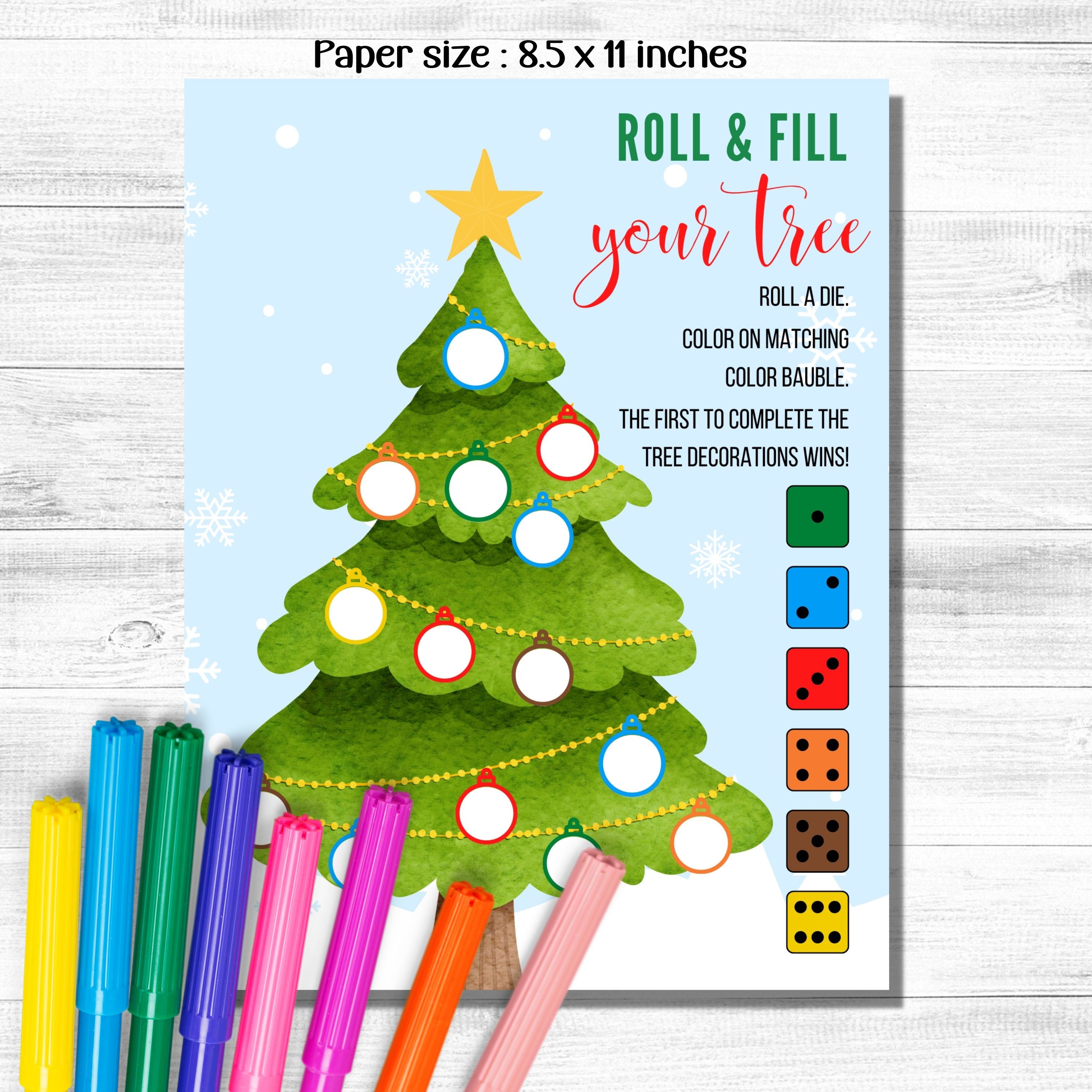 Christmas Kids Table Game Printable Roll a Tree Dice Game Christmas ...
