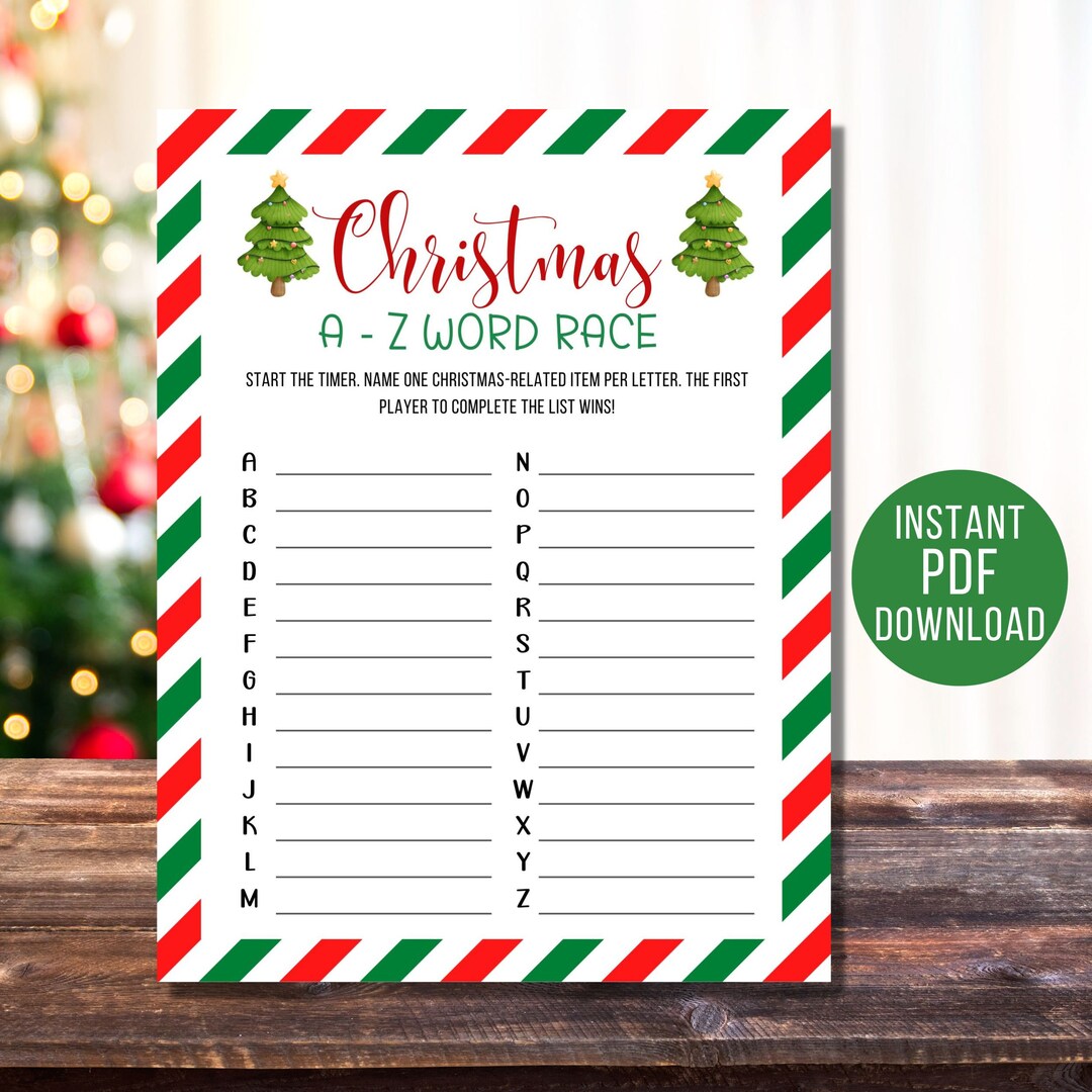 Christmas A-Z Word Race Game, Christmas A to Z Word Game, Christmas ...