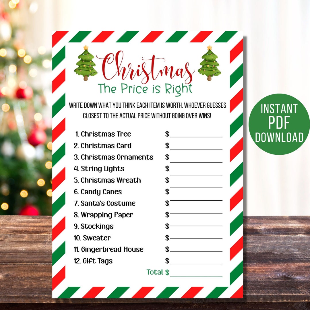 Christmas the Price is Right Game, Christmas Games, Guess the Price ...