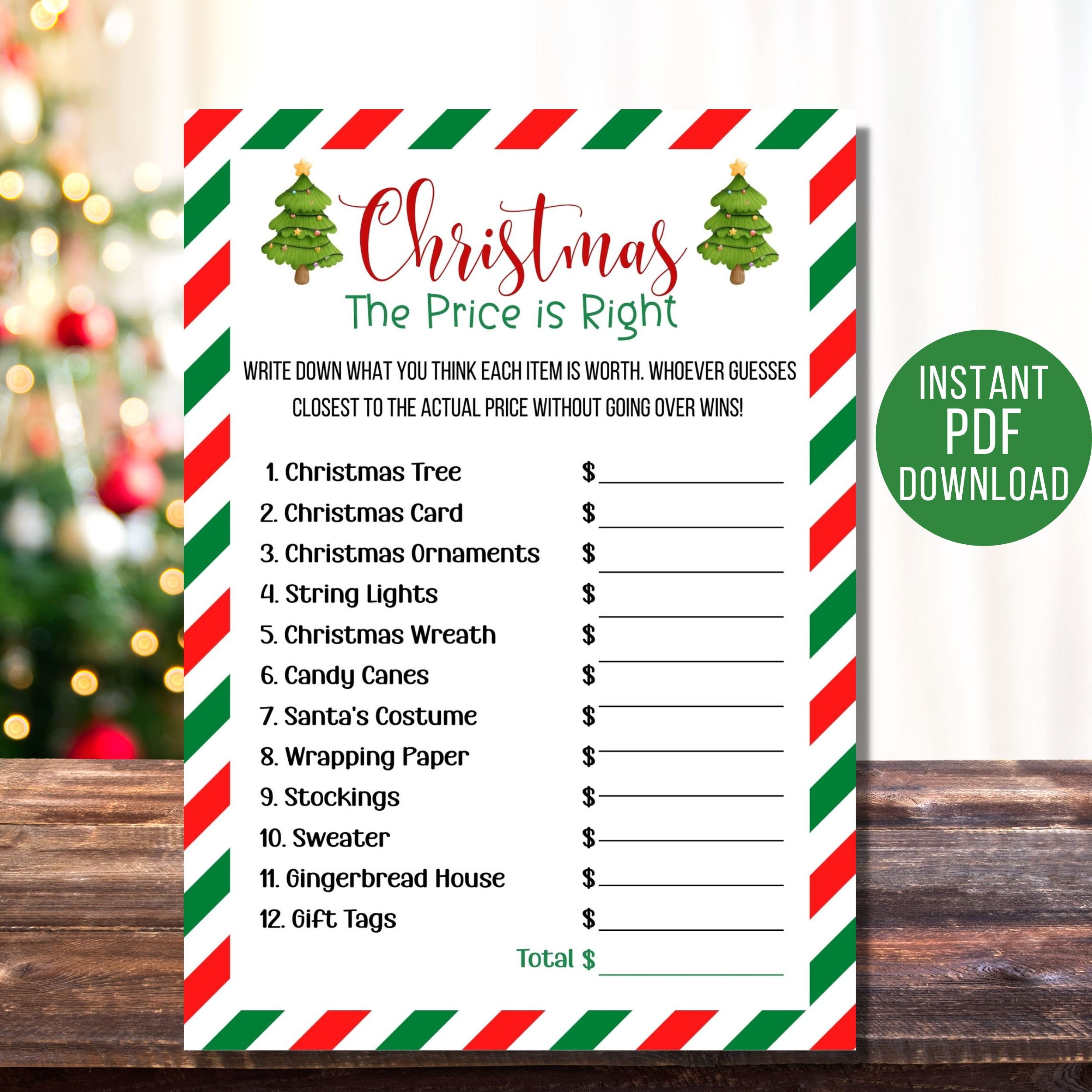 Christmas the Price is Right Game, Christmas Games, Guess the Price ...