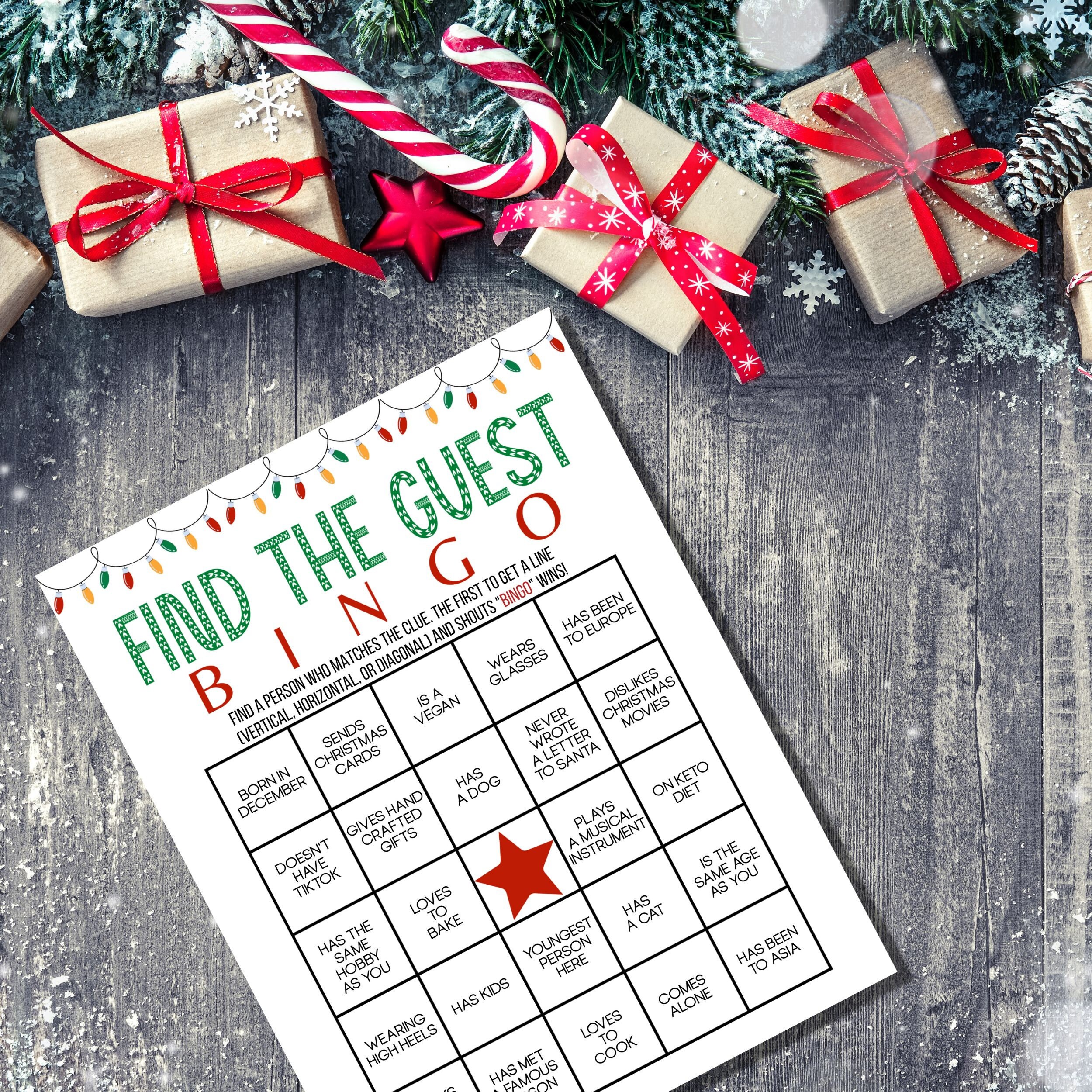 Christmas Human Bingo, Find the Guest Bingo Game, Christmas Party Games ...