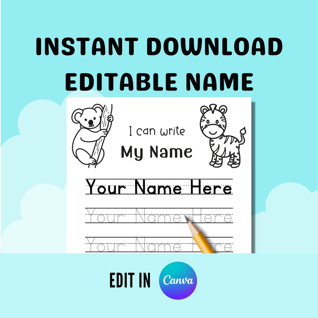 Editable Custom Name Tracing Sheet Alphabet Tracing Animal Handwriting ...
