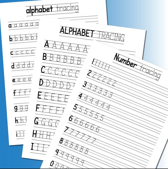 Alphabet and Number Tracing work sheets for Home schooling | Etsy