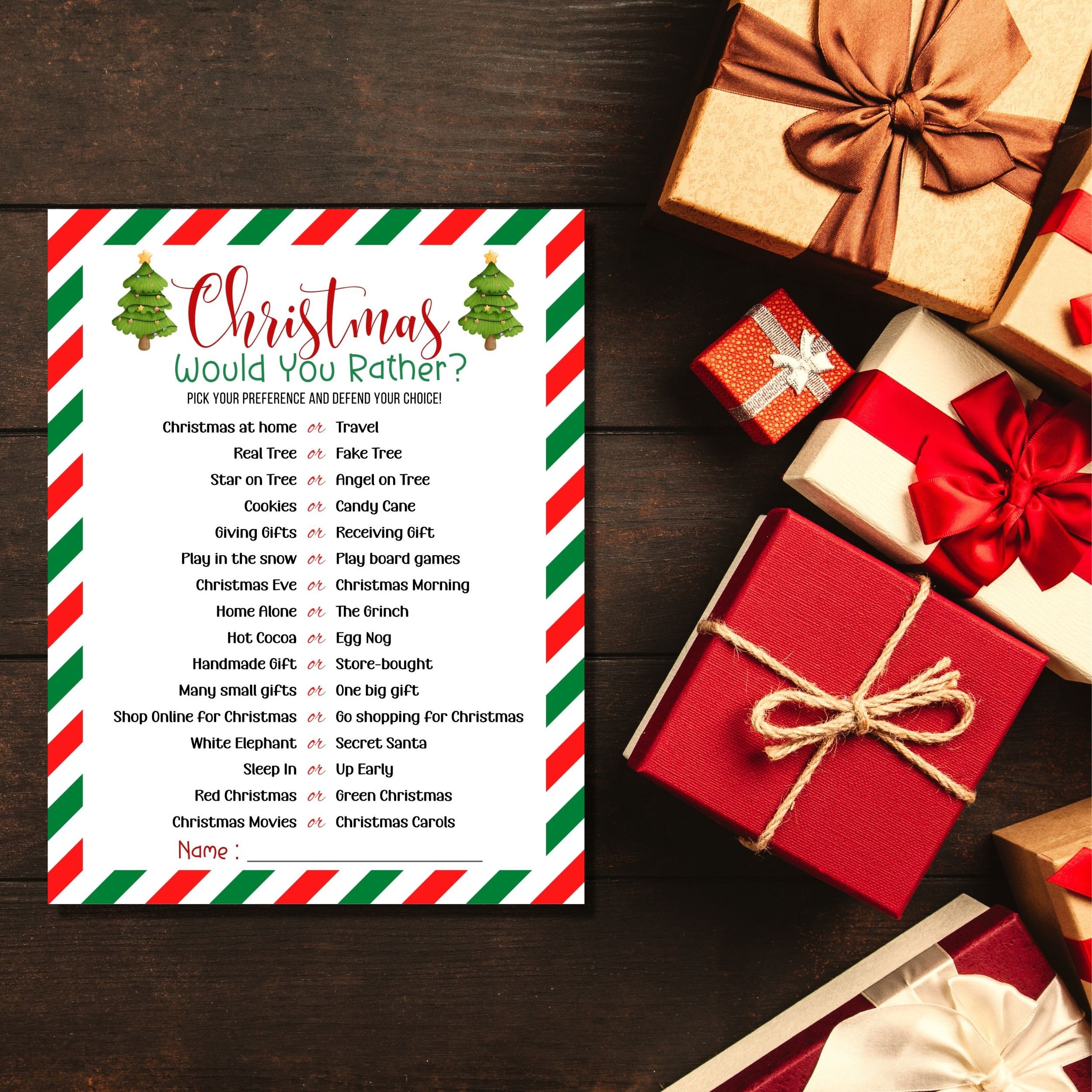 Christmas Would You Rather Game for Kids, Christmas Party Games ...