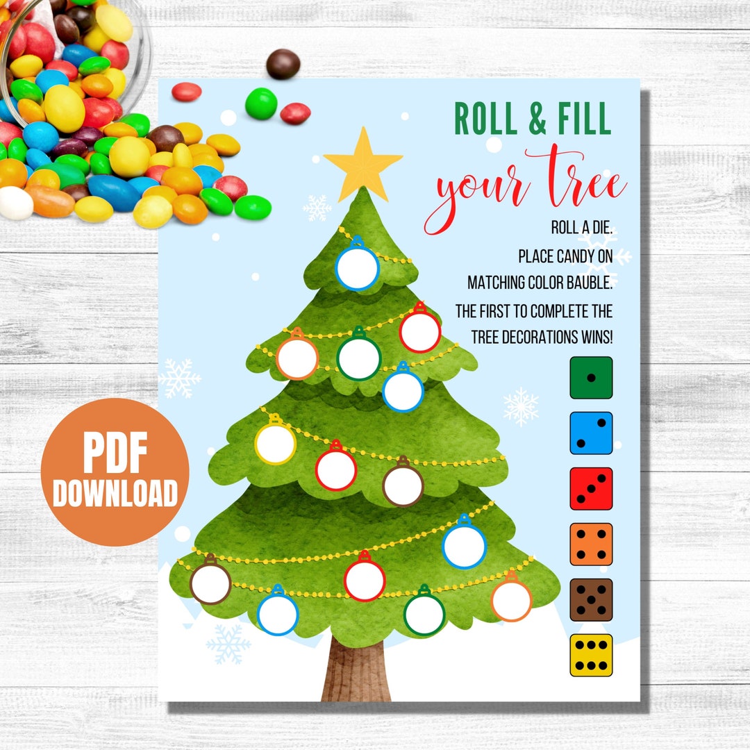 Christmas Kids Table Game Printable Roll a Tree Dice Game Christmas ...