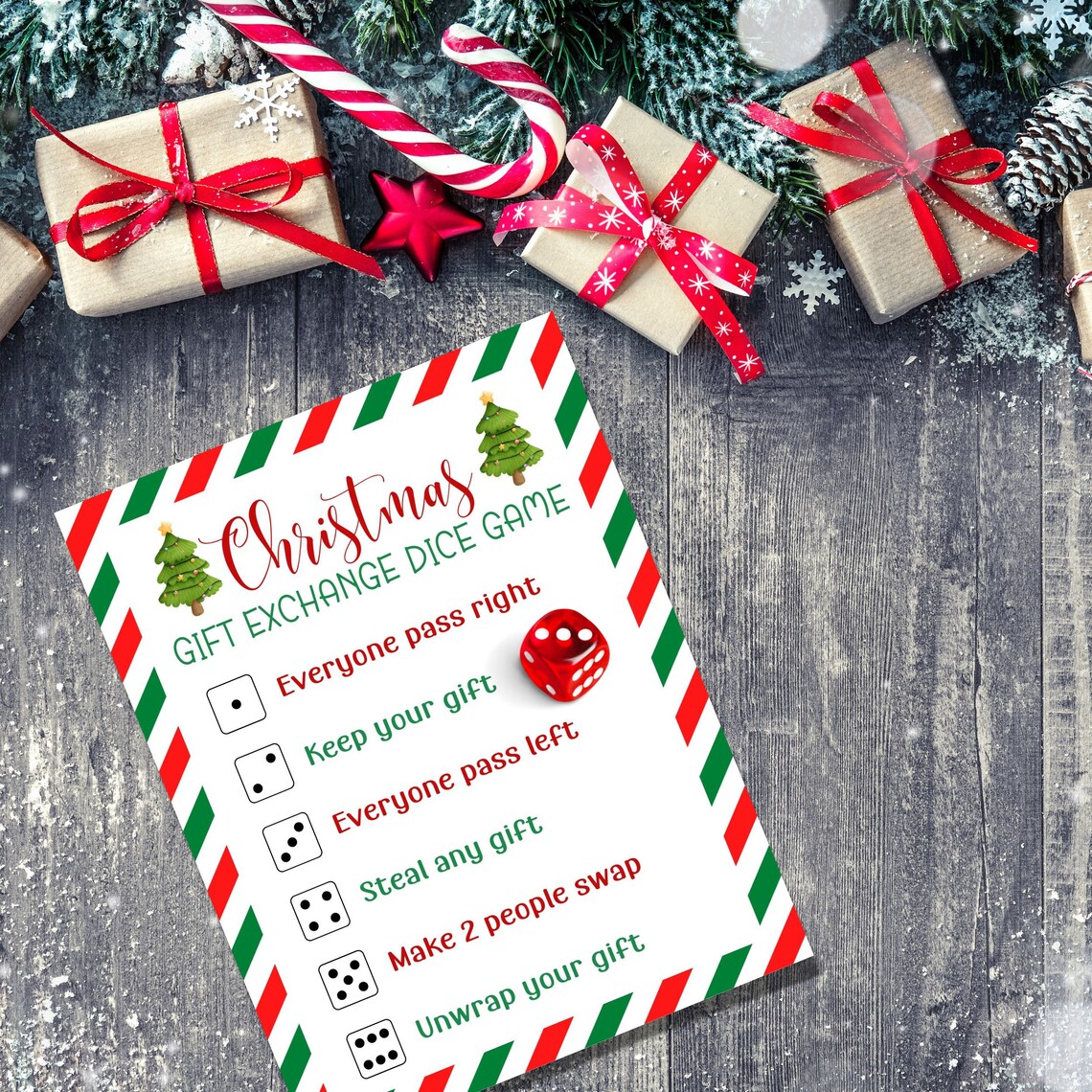 Christmas Gift Exchange Dice Game Holiday Gift Exchange Secret Santa ...