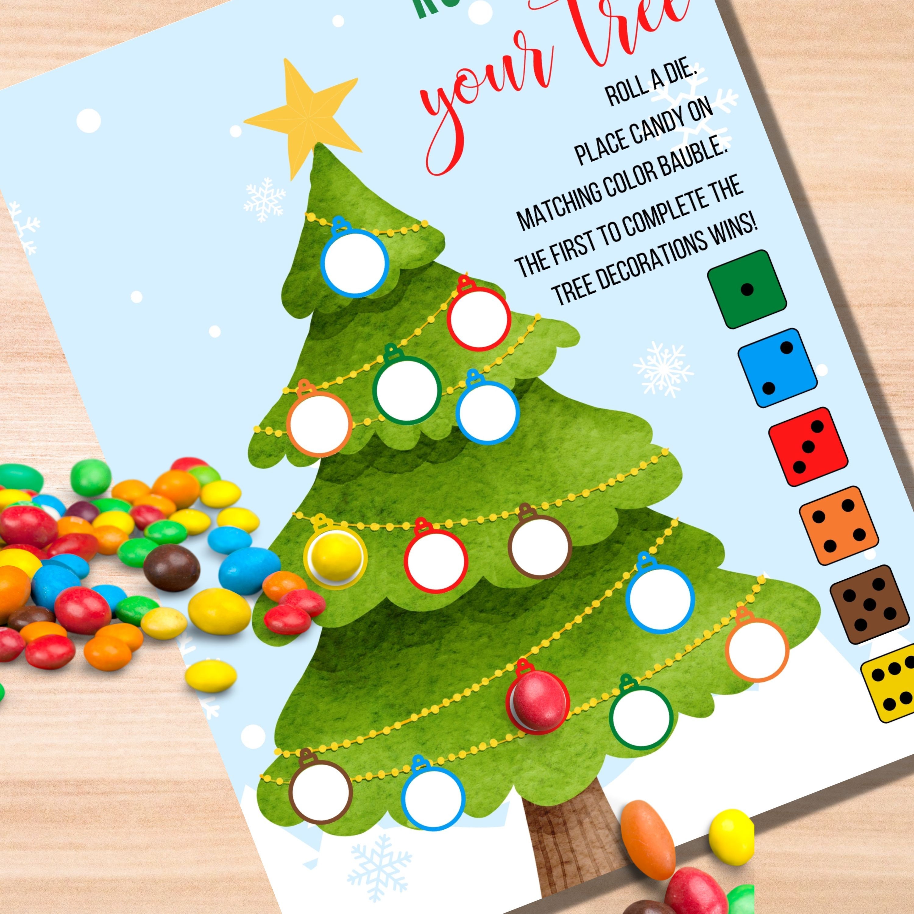 Christmas Kids Table Game Printable Roll a Tree Dice Game Christmas ...
