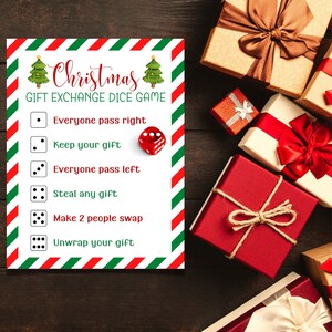 Christmas Gift Exchange Dice Game Holiday Gift Exchange Secret Santa ...
