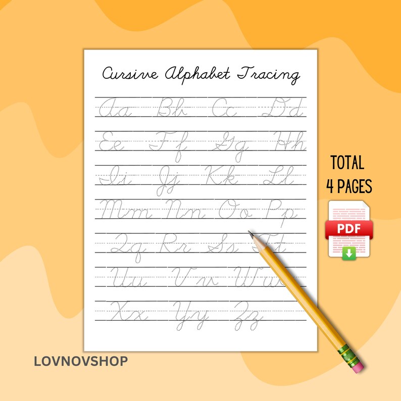 Cursive Alphabet Tracing Worksheet Cursive Handwriting Practice Cursive ...