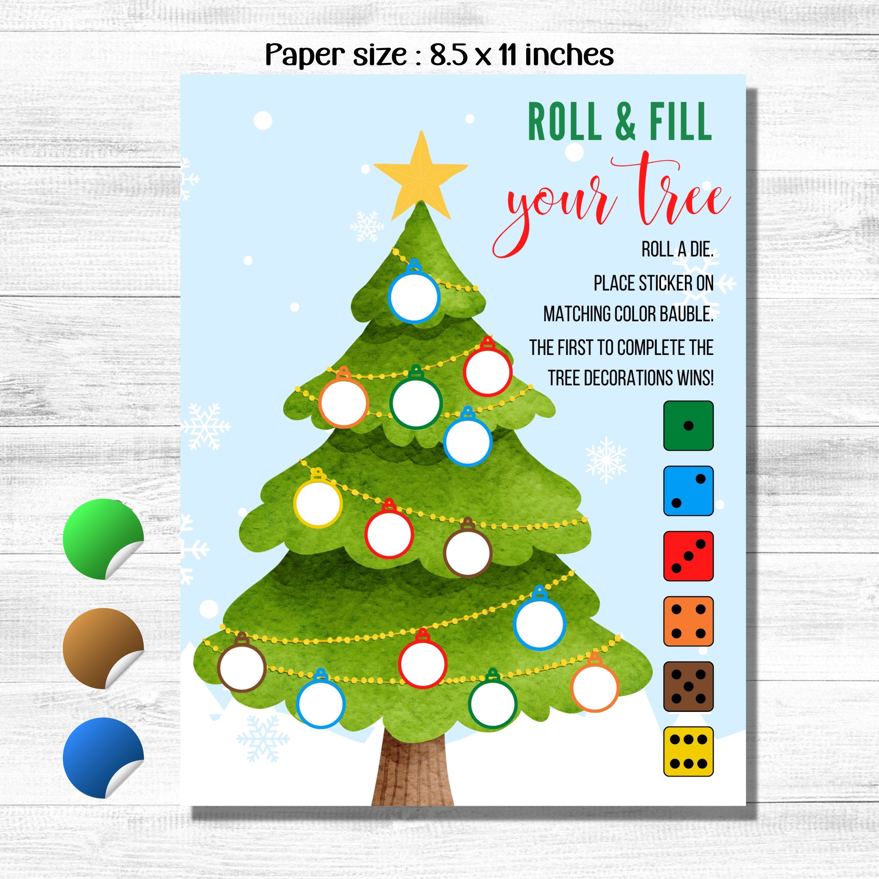Christmas Kids Table Game Printable Roll a Tree Dice Game Christmas ...