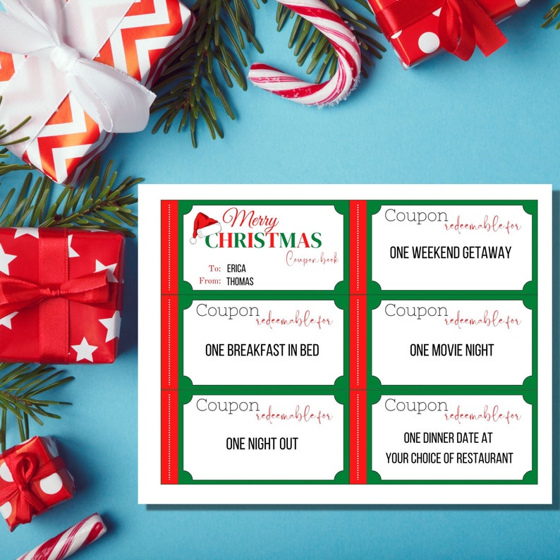 Editable Christmas Coupons, Coupon Book for Kids Christmas Gift for Her ...