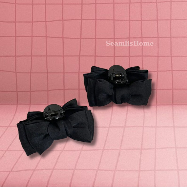Black Bow Small Hair Claw, Hair Accessories for Her, Forehead Bangs ...