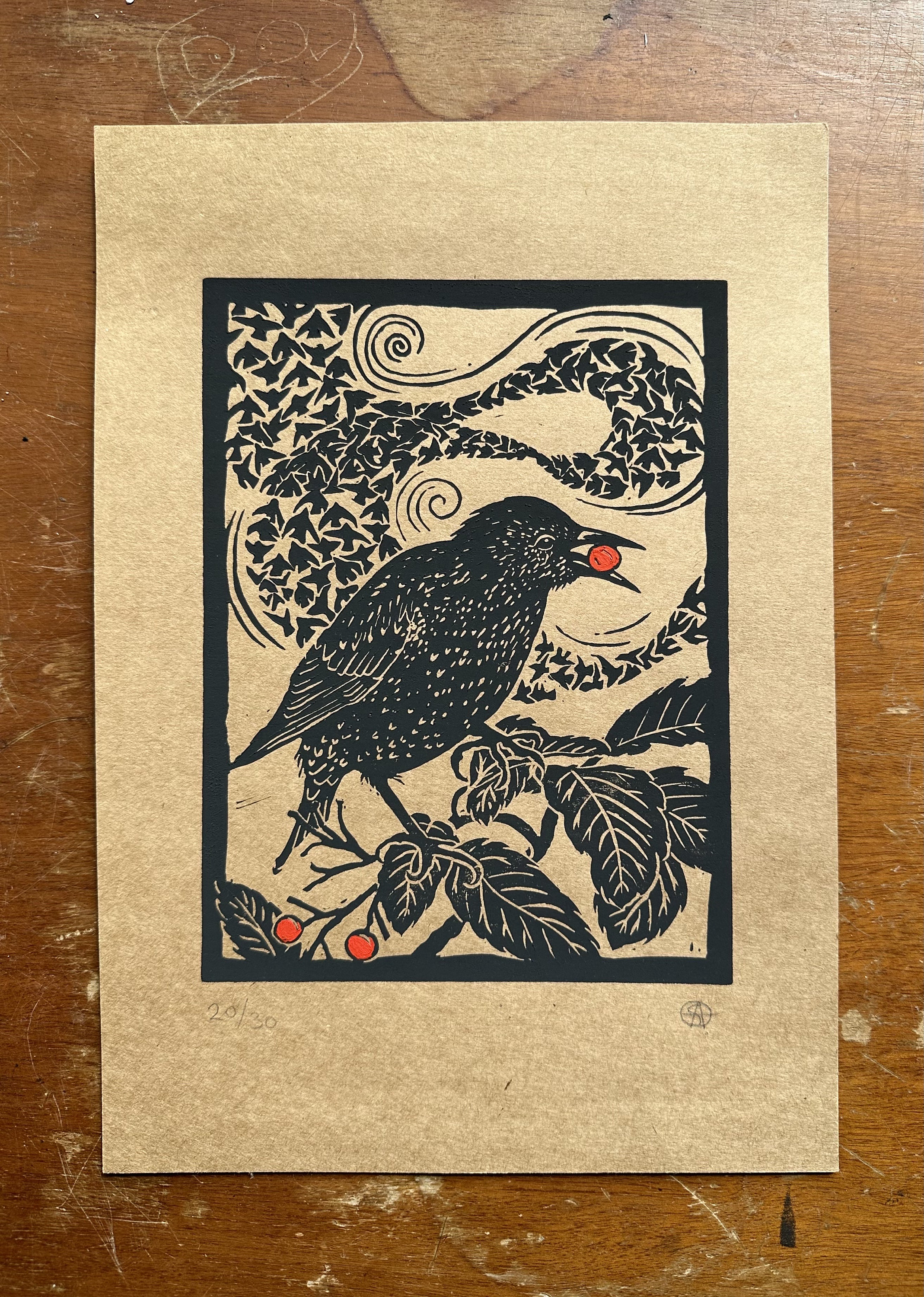 Starling Lino Print | A4 Lino Cut Bird Murmuration Print - Etsy