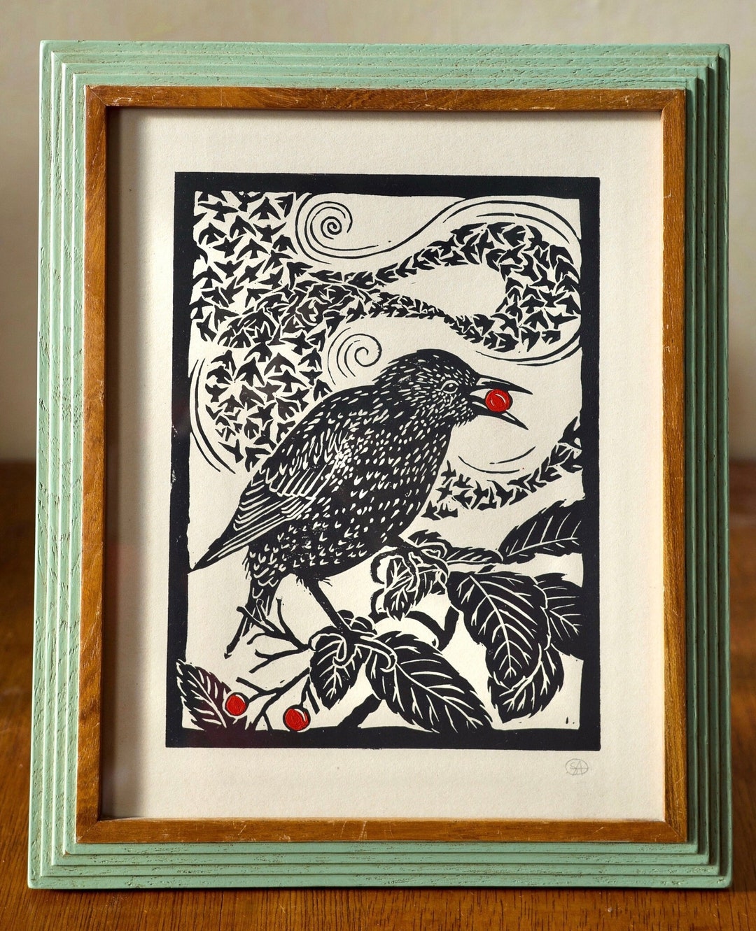 Starling Lino Print A4 Lino Cut Bird Murmuration Print - Etsy