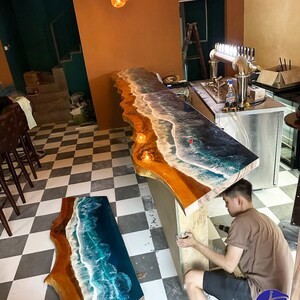 Personalized Epoxy Resin Bar Top, Customized Live Edge Epoxy Resin ...