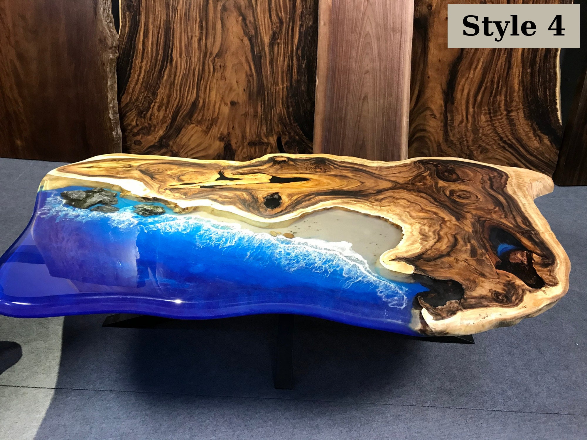 Personalized Long Live Edge Ocean Epoxy Table, Ocean Epoxy Resin Table ...