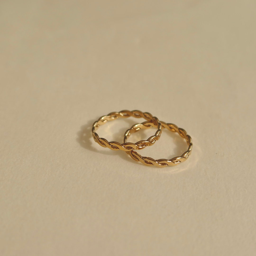 14k Gold Filed gedrehter Ring | Geflochtener Seil Stapelring | Gold ...