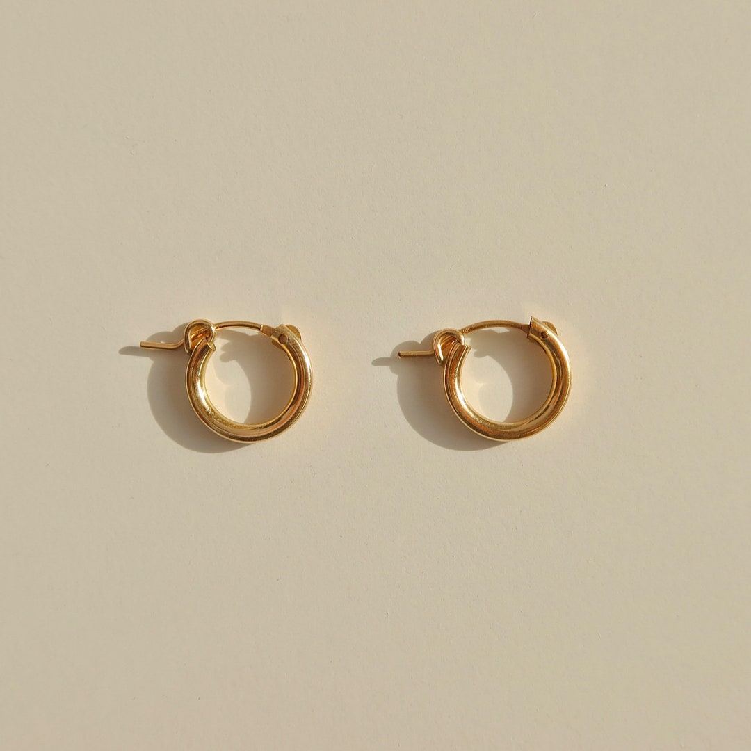 Small Latch Back Hoops 13mm (single) - 14k Gold Filled Hoops - Gold ...