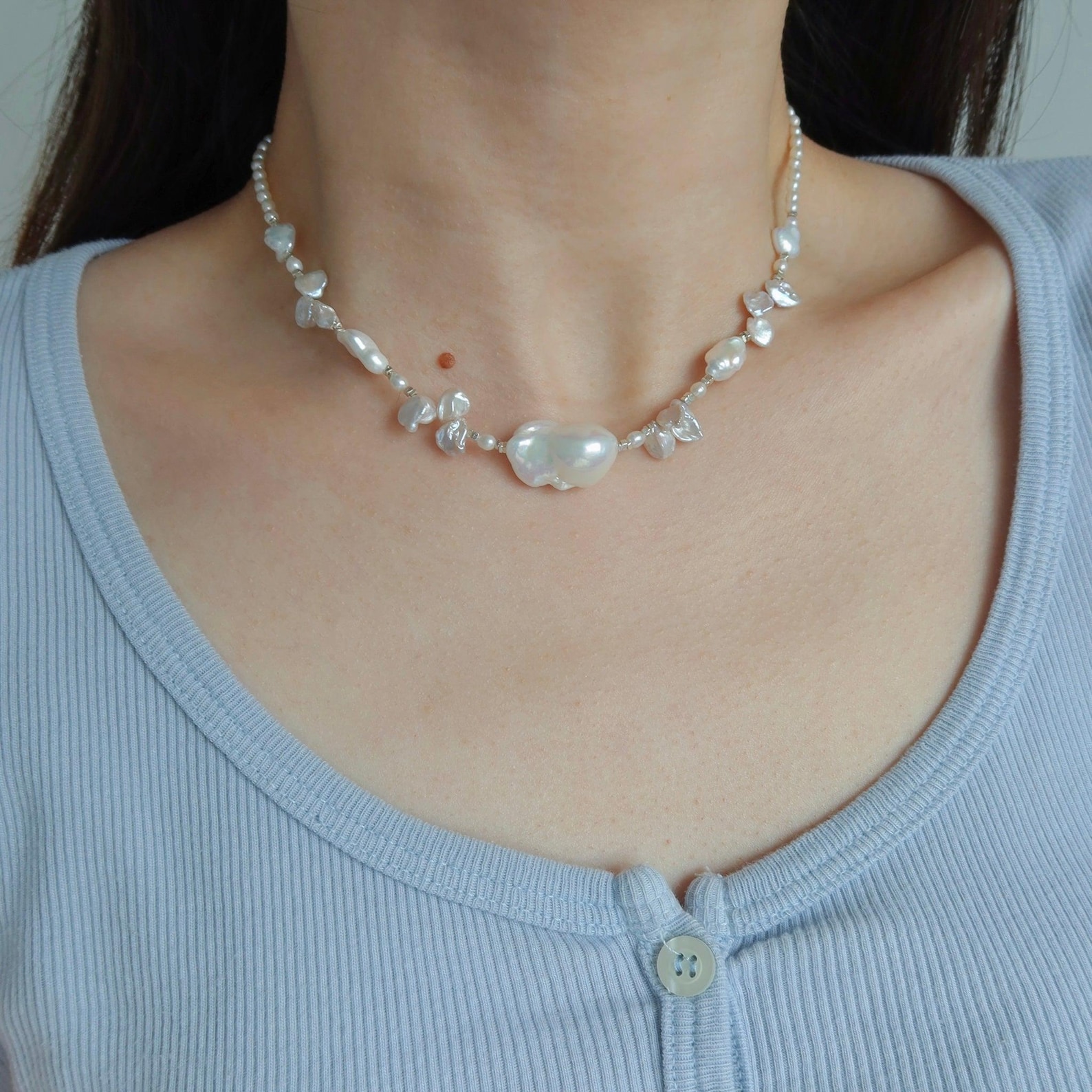 Sage Necklaces - Keshi Petal Pearl Necklace - Baroque Pearl Necklace ...