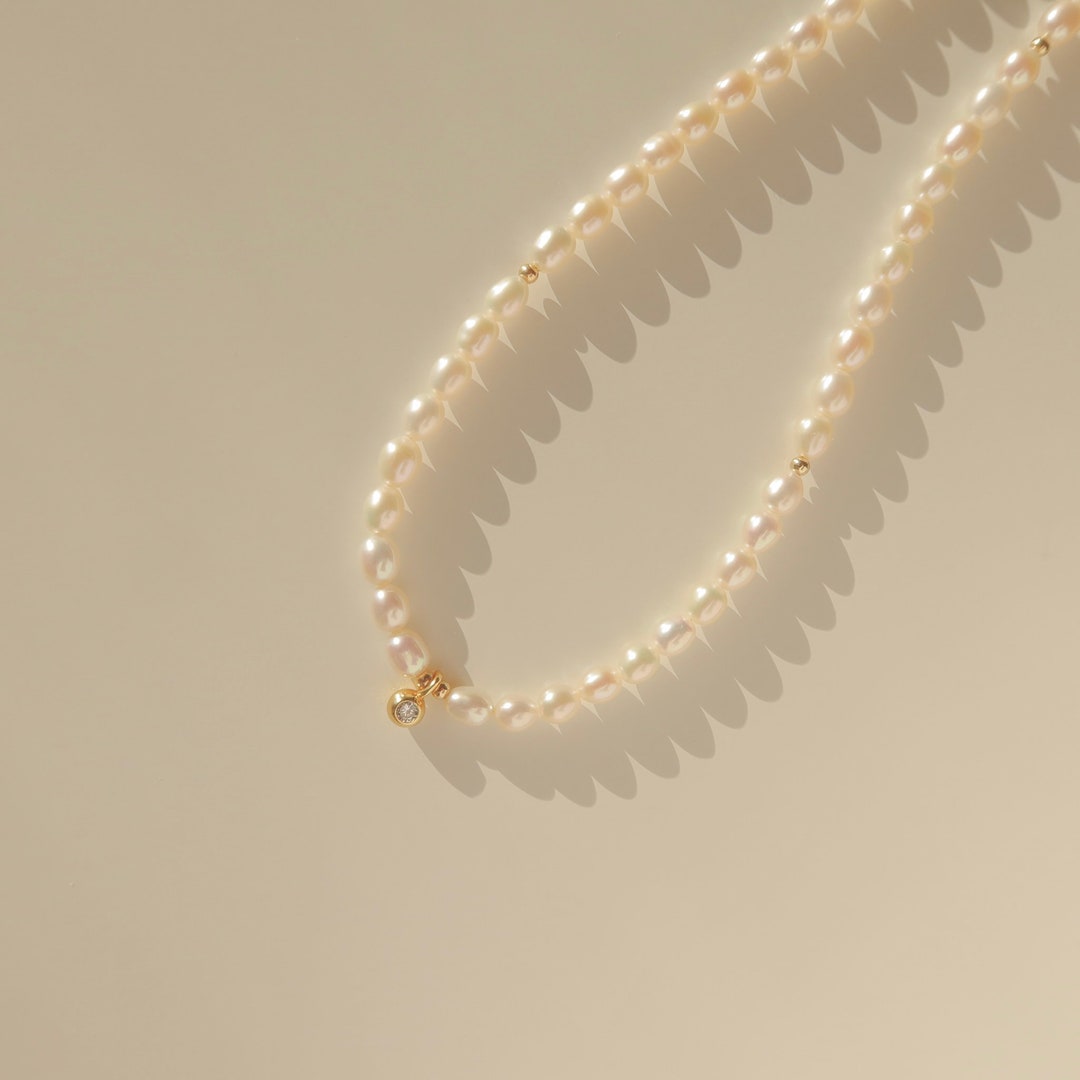 Lydia Solitaire Pearl Necklaces - Freshwater Pearl Necklace -diamond ...