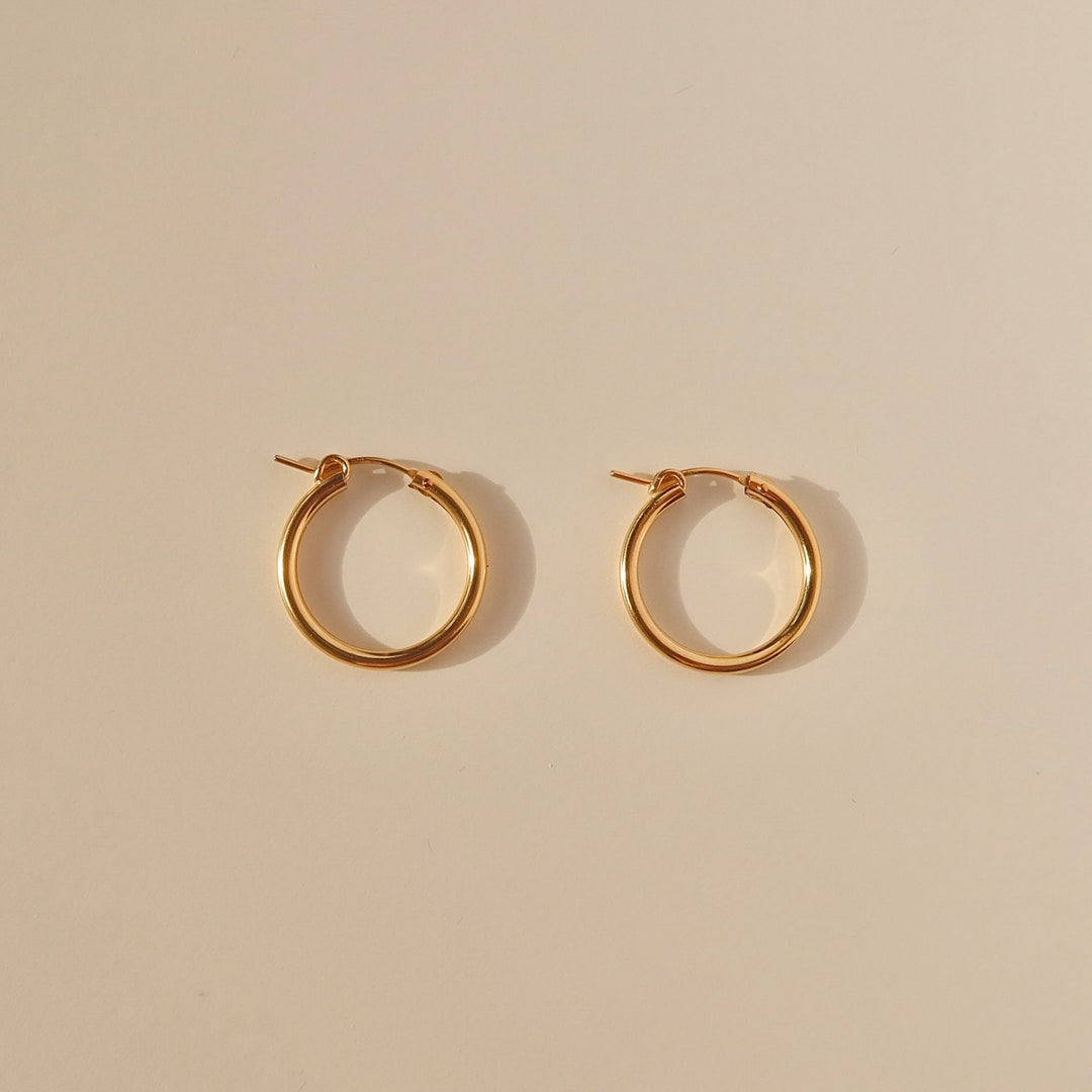 Large Latch Back Hoops 22mm single 14k Gold Filled Hoops Gold Hinged ...