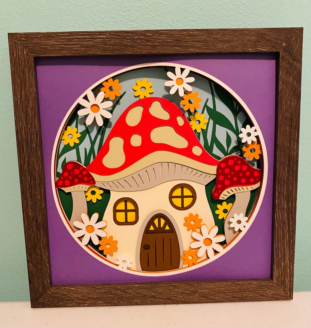 Mushroom House 3D Shadow Box - Etsy