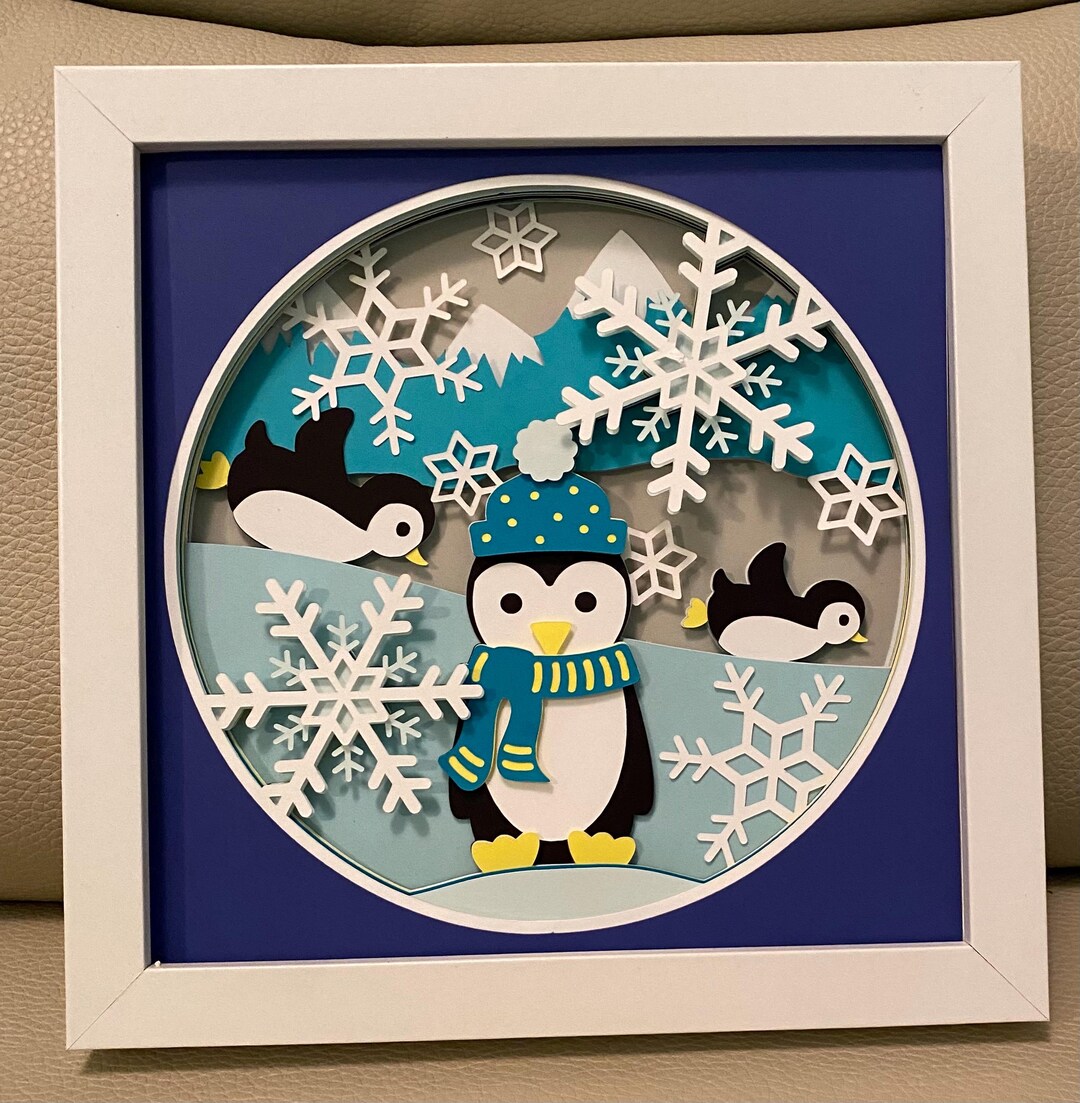 Penguins Playing 3D Shadow Box - Etsy