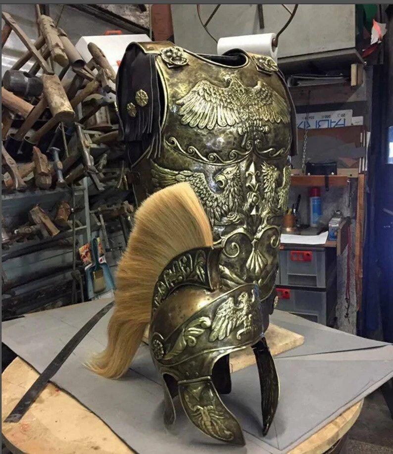 Medieval Pure Brass Roman Chest Armor, Reenactment Cuirass With Roman ...