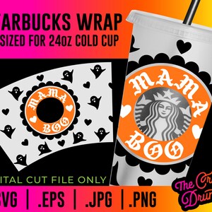 Halloween Mama Boo Baby Boo Starbucks Cup Wrap Set Ghost Mommy and Me ...