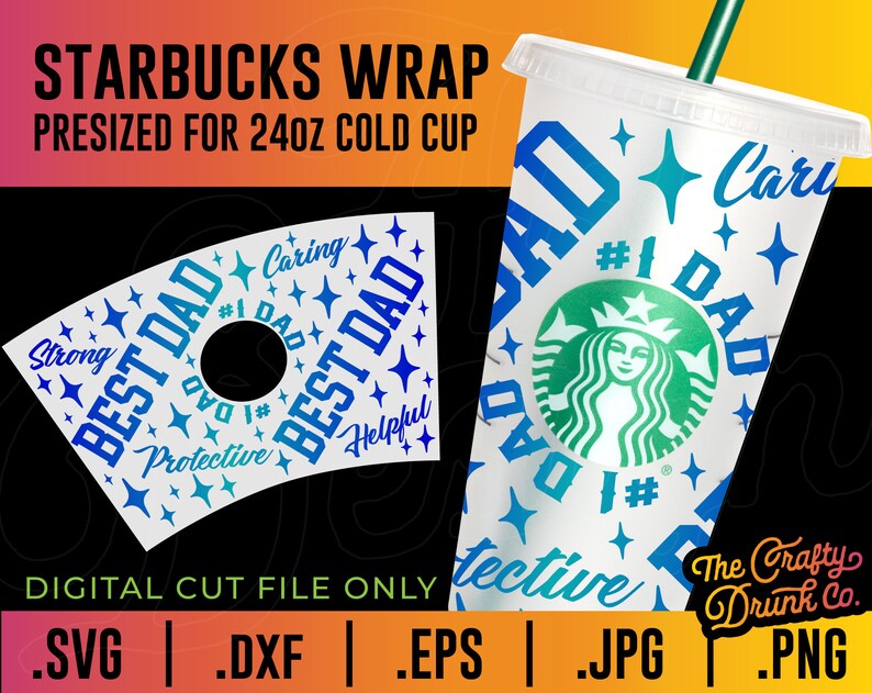Best Dad Starbucks Cup Wrap SVG Fathers Day Cup Wrap - Etsy