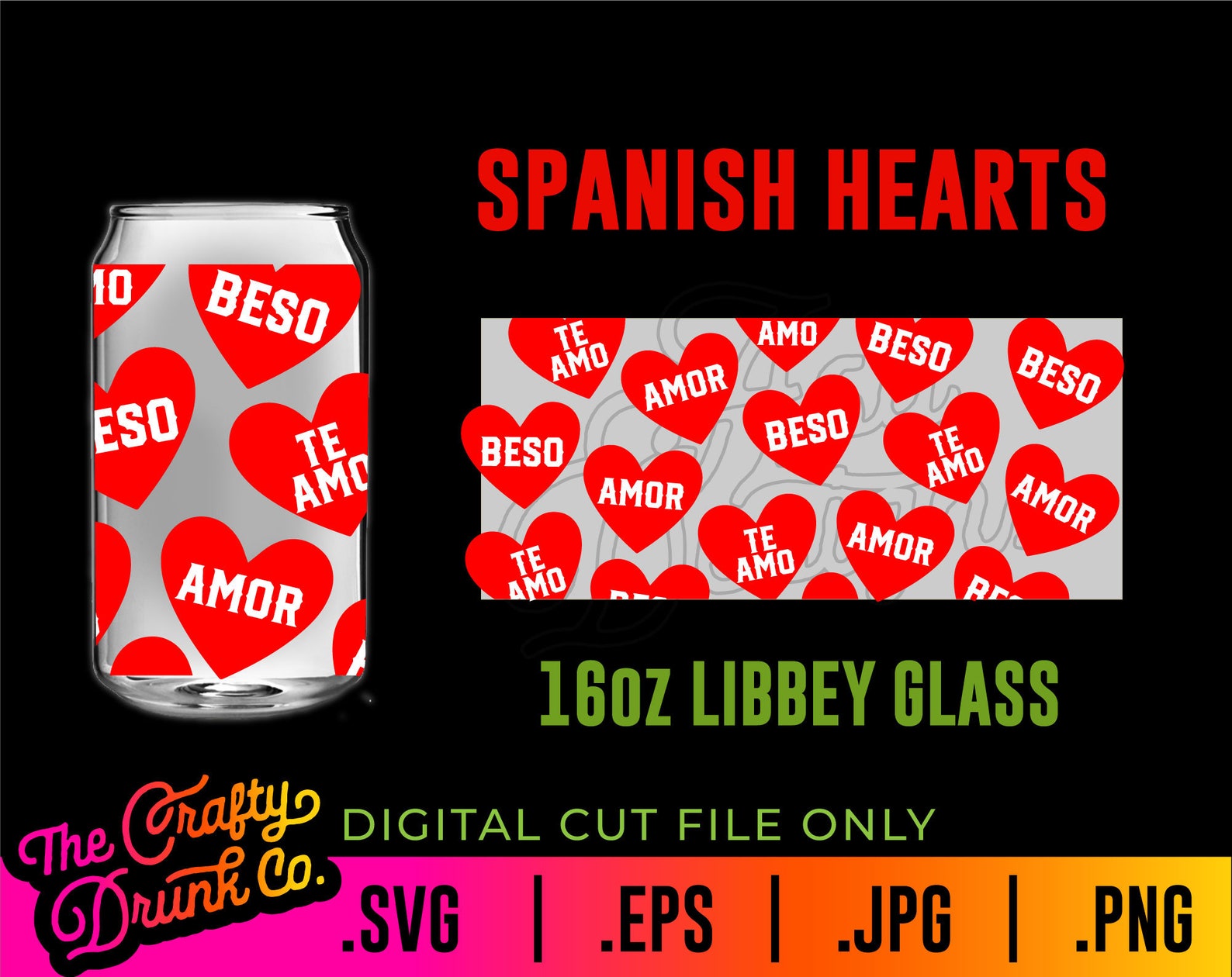 Valentines Spanish Conversation Hearts Libbey Glass Can Wraps - Etsy