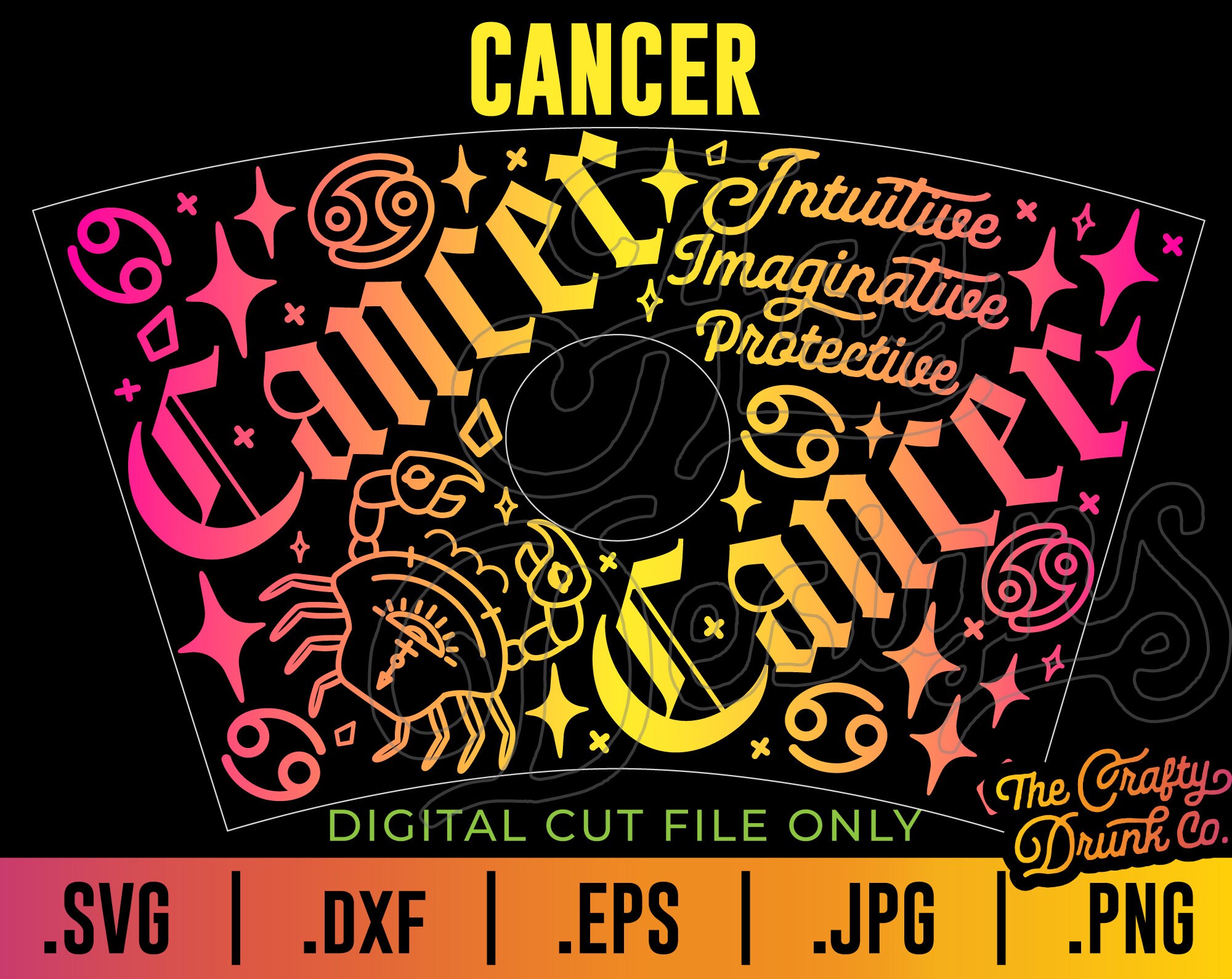Cancer Zodiac Starbucks Cup Wrap SVG (digital Download) - Etsy