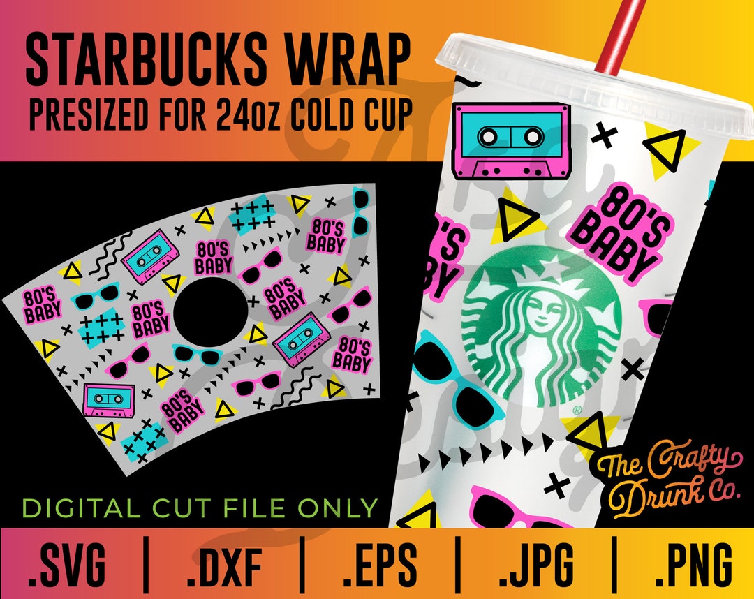 80s Baby Cup Wrap SVG - Retro 80s Cup Wrap - Etsy