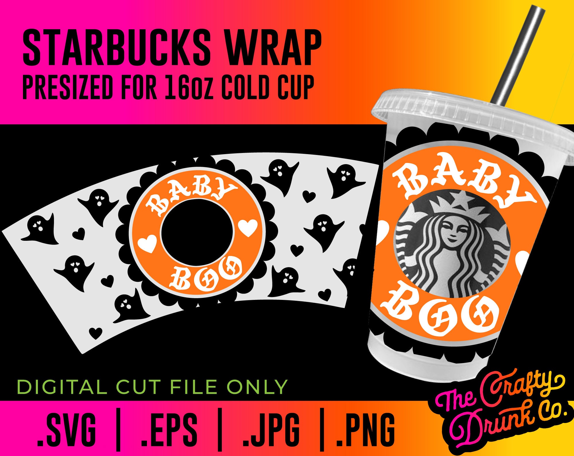 Halloween Mama Boo Baby Boo Starbucks Cup Wrap Set Ghost - Etsy