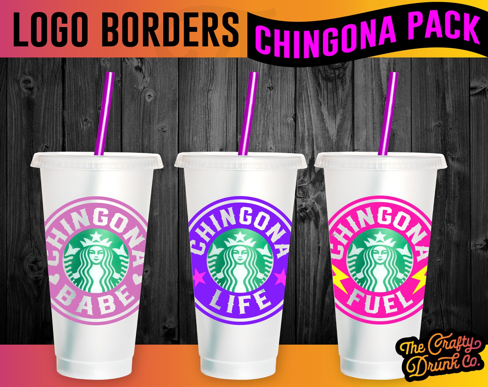Cold Cup Logo Border Chingona Pack Bundle Logo Border Svg - Etsy