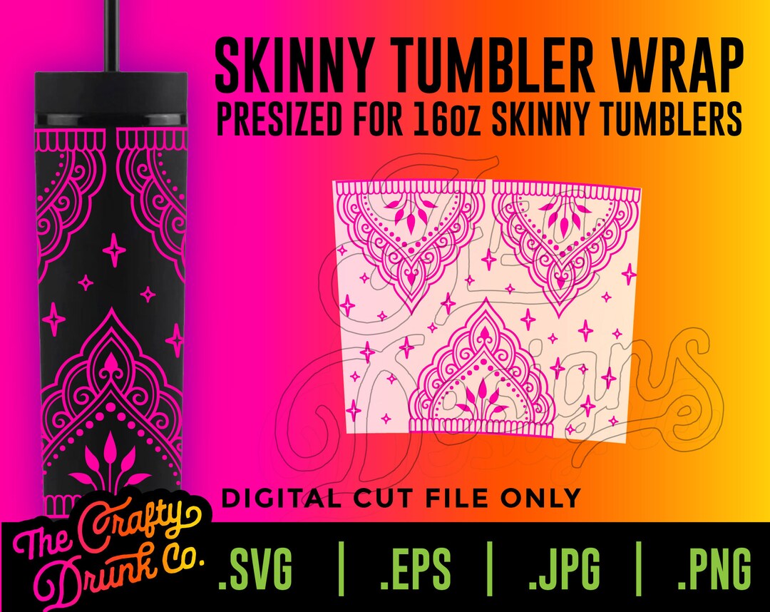 Mehndi 16oz Skinny Tumbler Wrap - Henna Strata Skinny Cup Wrap - Etsy