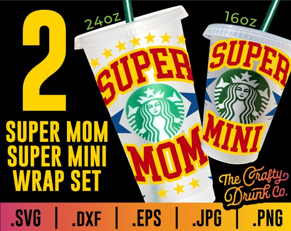 Super Mom Super Mini Cup Wrap Set Mommy and Me Starbucks cup | Etsy