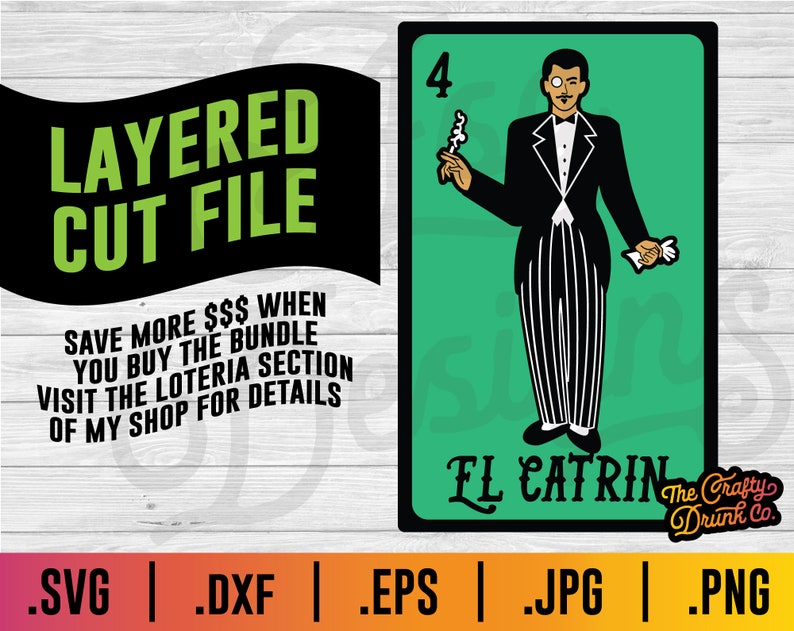 Loteria El Catrin SVG Layered Loteria Card Svg El Catrin Svg - Etsy