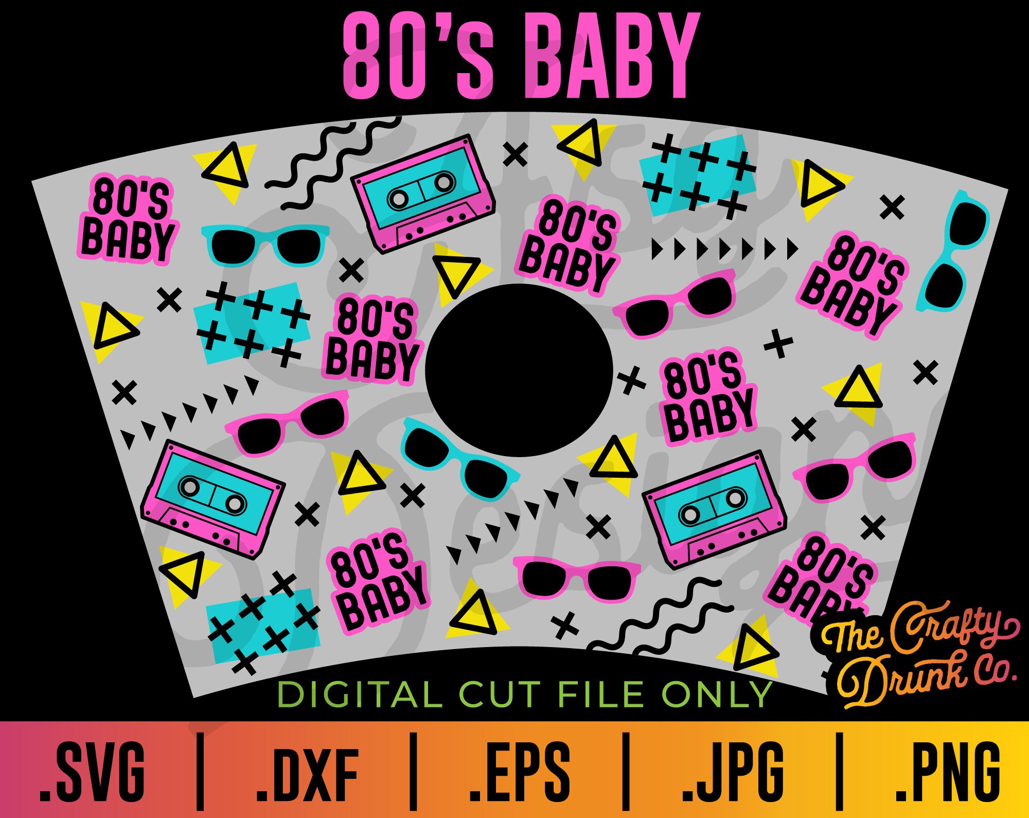 80s Baby Cup Wrap SVG Retro 80s Cup Wrap - Etsy