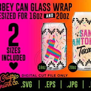 San Antonio Texas Libbey Can Glass Wrap SVG / Sublimation PNG Beer Can ...